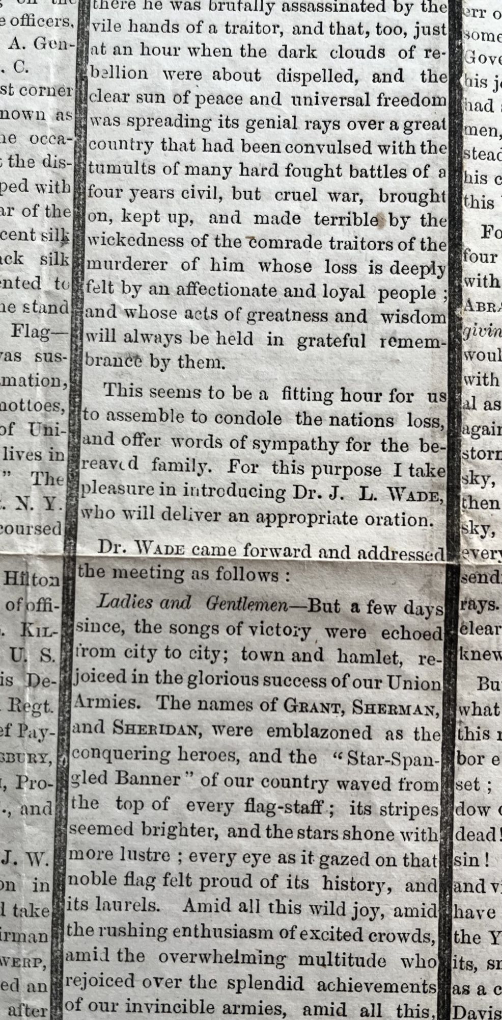 Spectacular 1865 Civil War Hospital Newspaper EXTRA - Assassination of ...